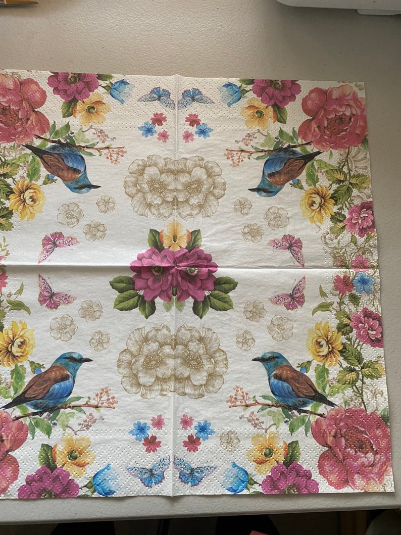 Pretty Floral Paper Napkins for Decoupage - Scrapbook- Journal - Cards ...