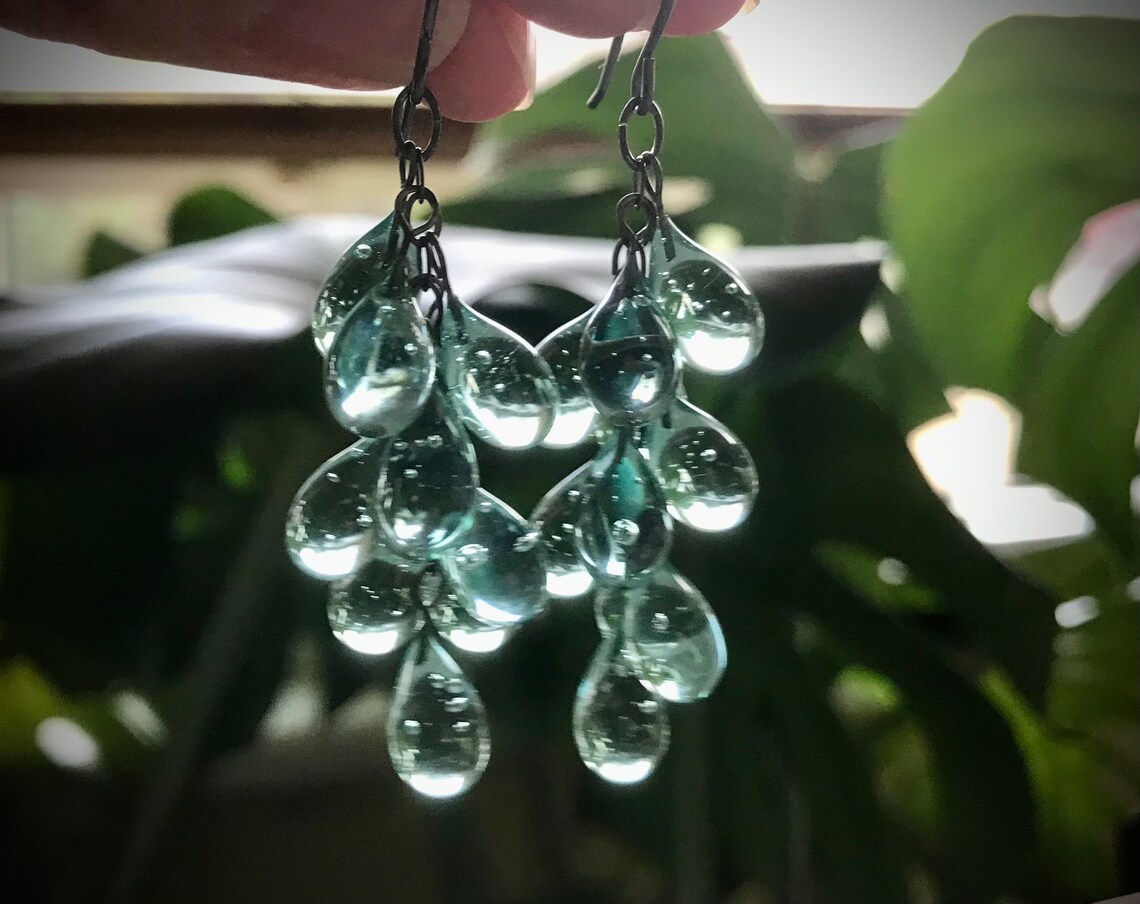 Water Earrings Raindrop Earrings Glass Drop Earrings - Etsy UK