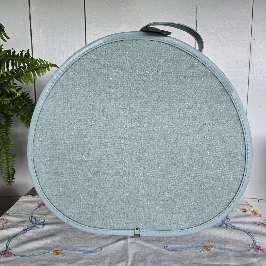 Vintage Samsonite Royal Traveler Hat Box: Pastel Blue Tweed Luggage - Etsy