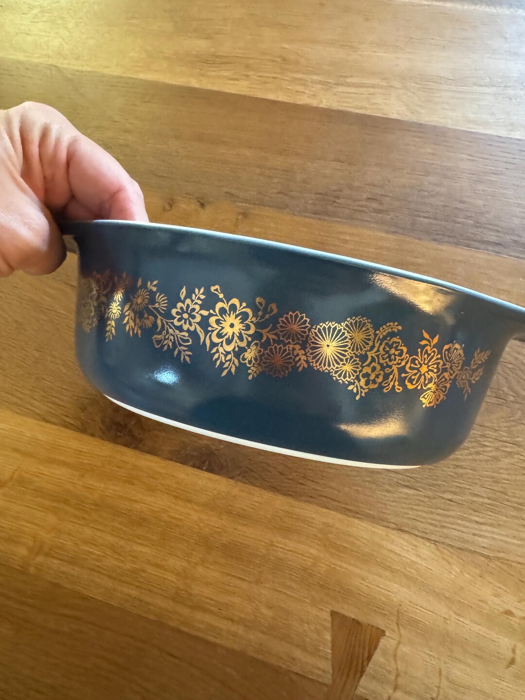 Vintage 1.5 Qt. Blue & Golden Floral Bouquet Pyrex 043 Nice - Etsy