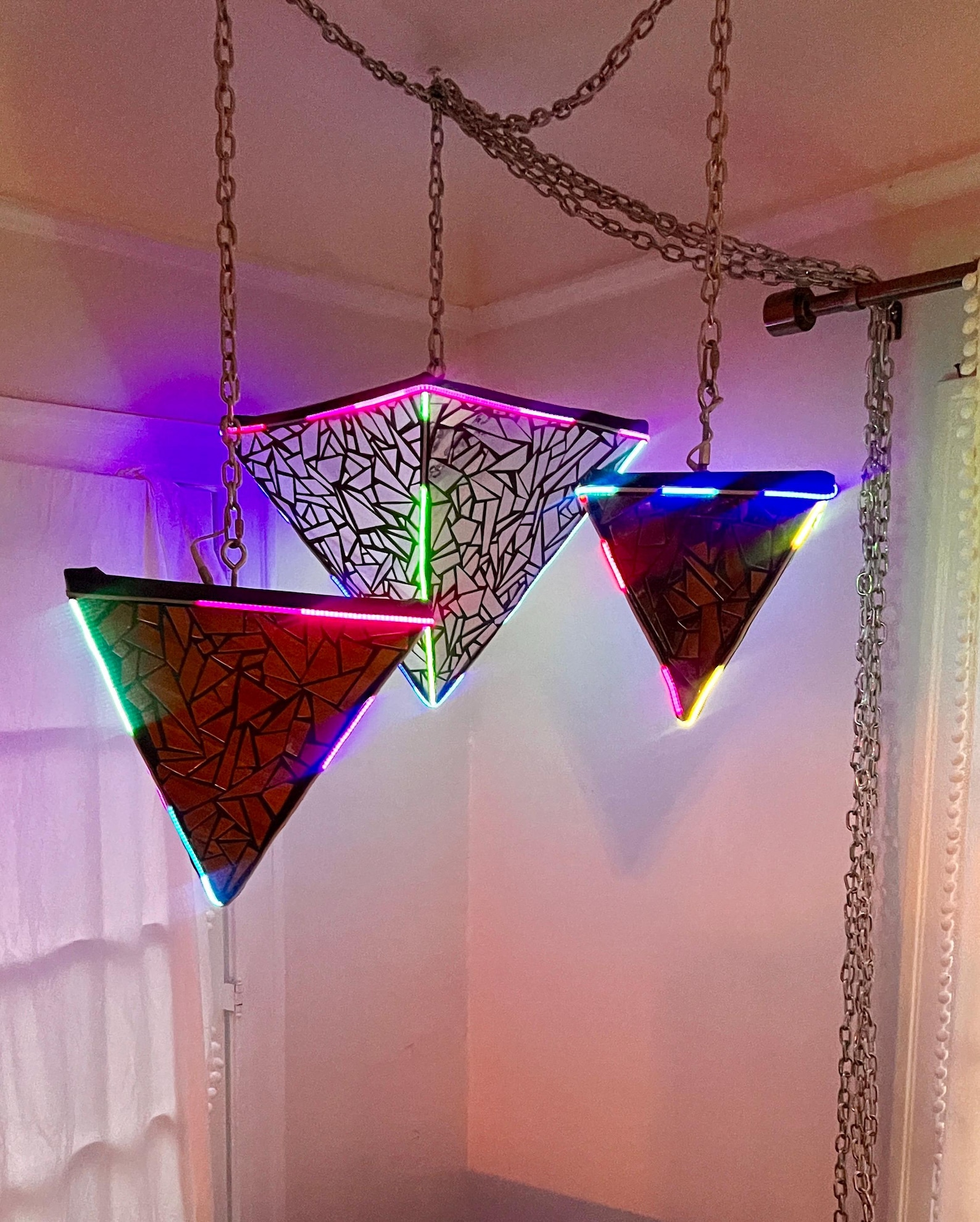 Disco-hedrons | Sound-activated Pyramid Mirror Mosaic Disco Lights ...