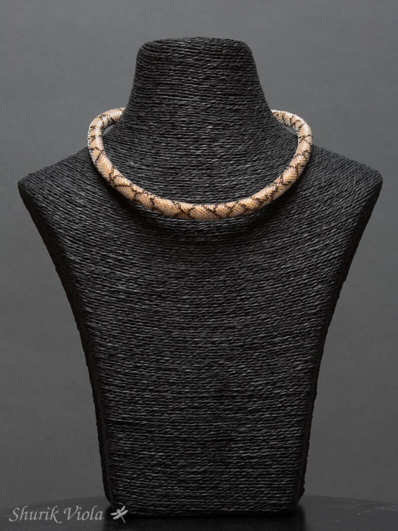 Seed bead necklace honey python | Etsy