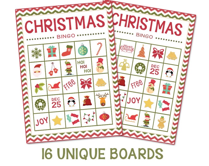 Instant Download-christmas Bingo Memory Game 16 Boards - Etsy