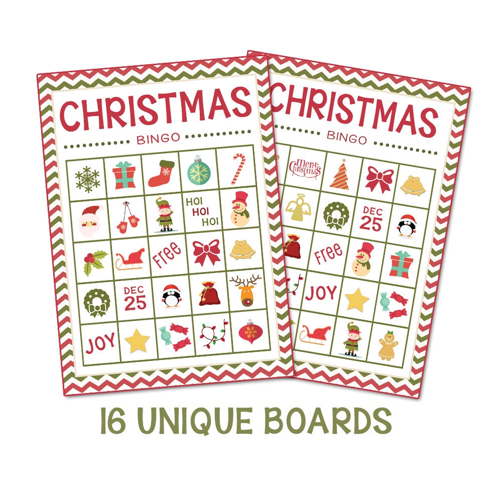 Instant Download-christmas Bingo Memory Game 16 Boards - Etsy