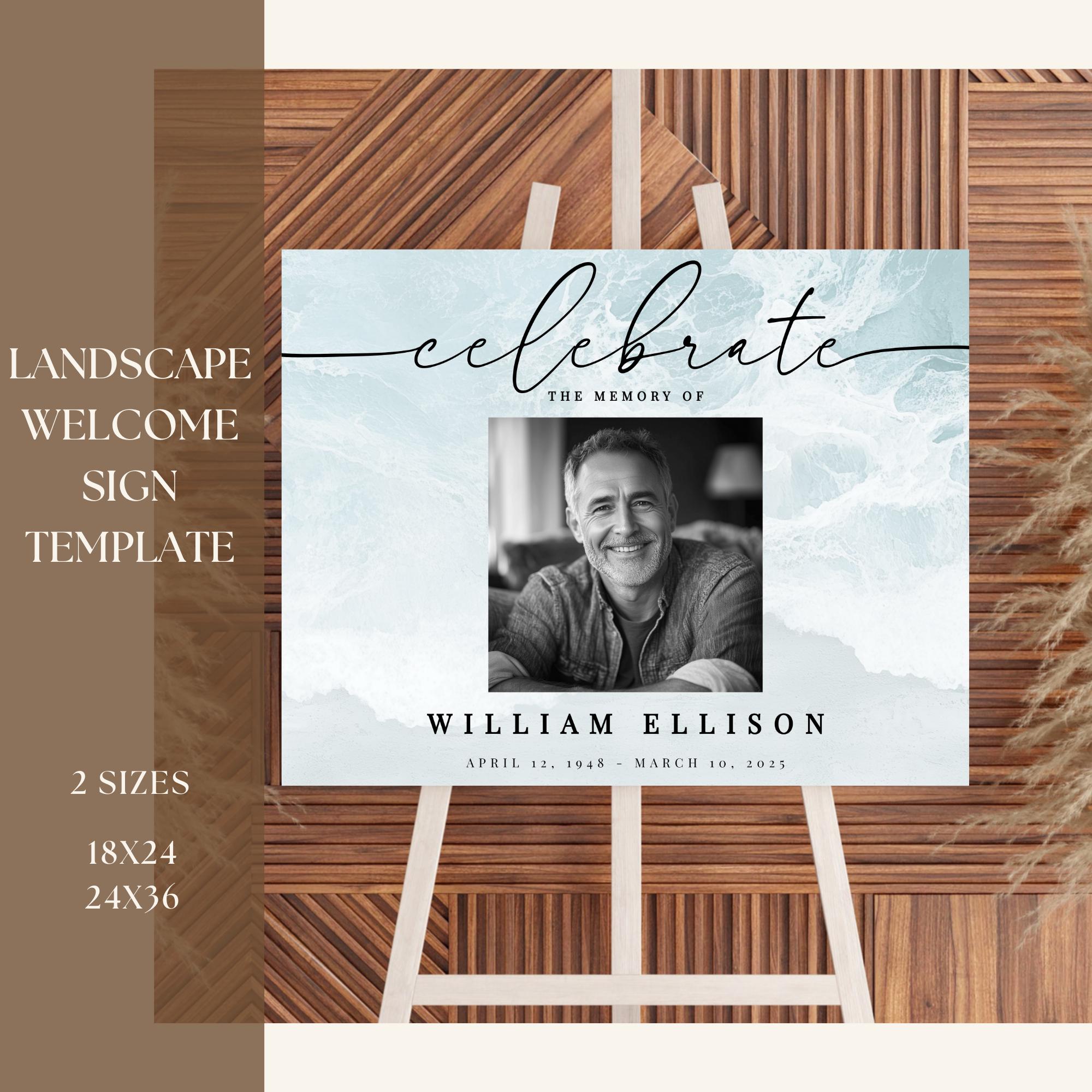 Editable LANDSCAPE Funeral Welcome Sign | Celebration of Life Poster ...