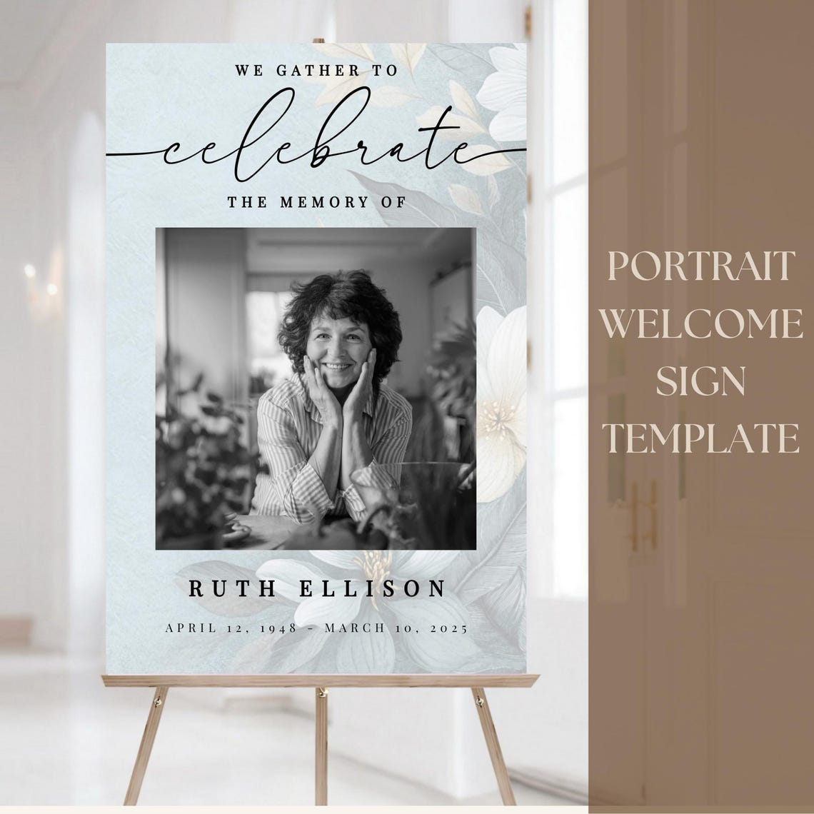 Editable PORTRAIT Funeral Welcome Sign | Celebration of Life Poster ...