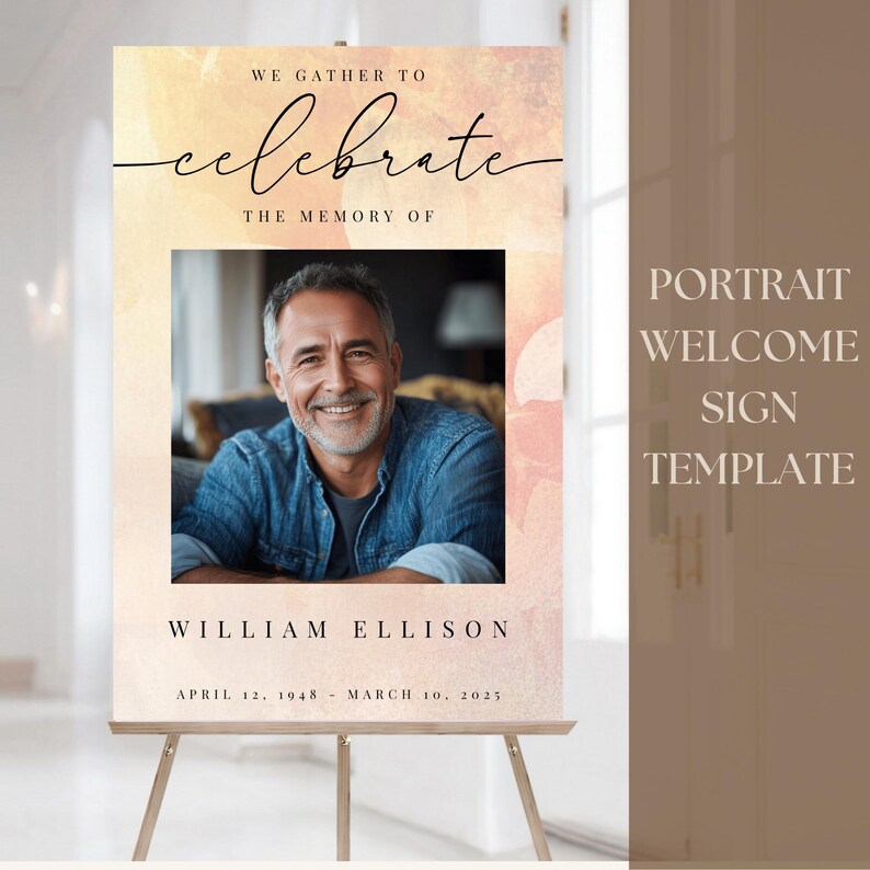 Editable PORTRAIT Funeral Welcome Sign | Celebration of Life Poster ...