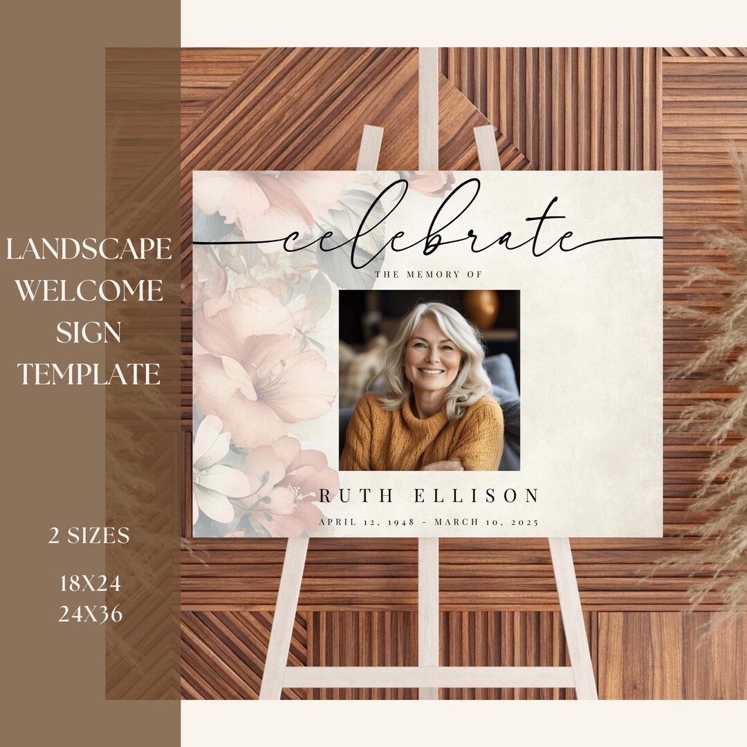 Editable LANDSCAPE Funeral Welcome Sign | Celebration of Life Poster ...