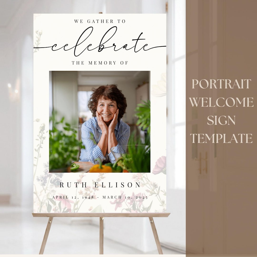 Editable PORTRAIT Funeral Welcome Sign | Celebration of Life Poster ...