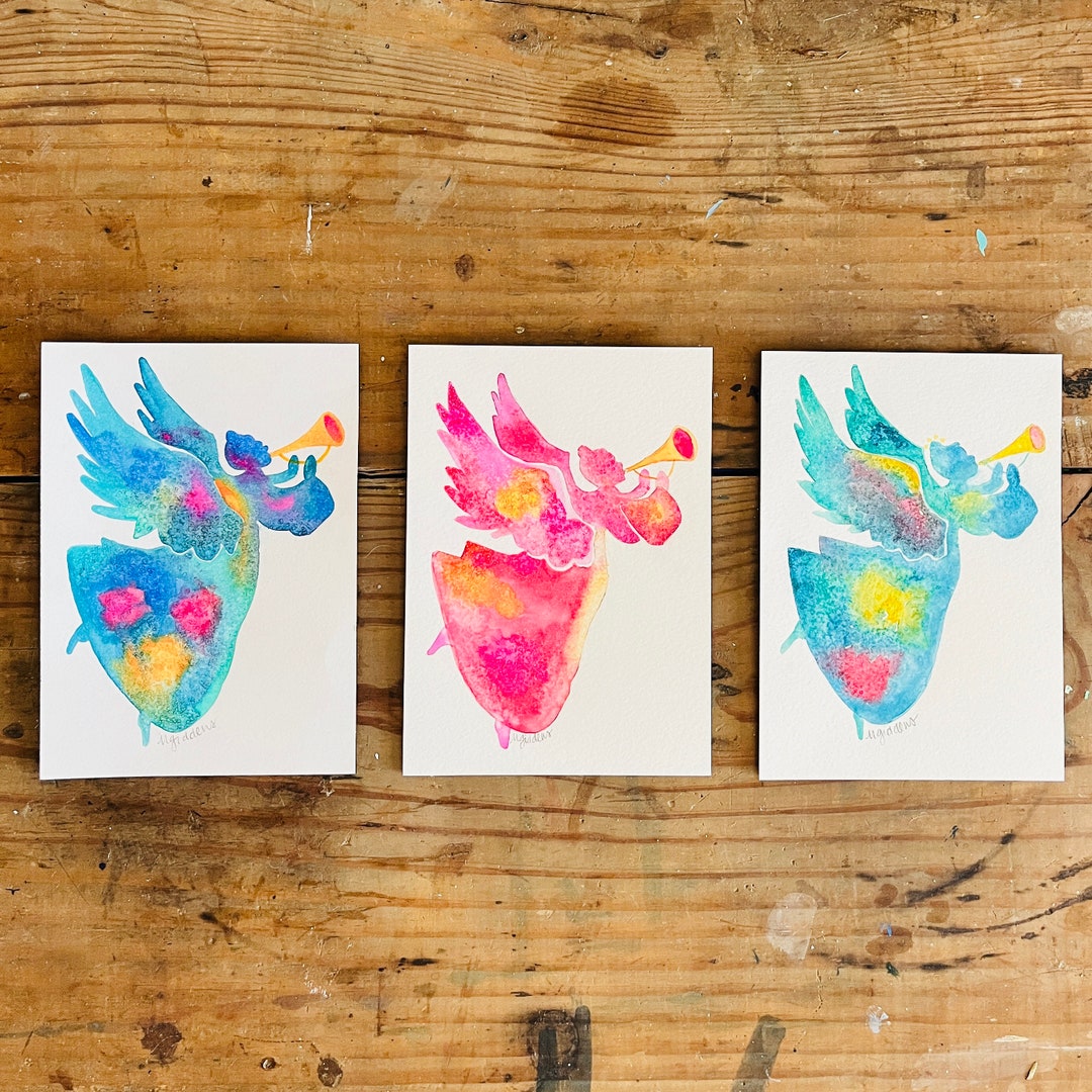 Angel Watercolor Painting. Original Watercolor Art. Angel Painting ...