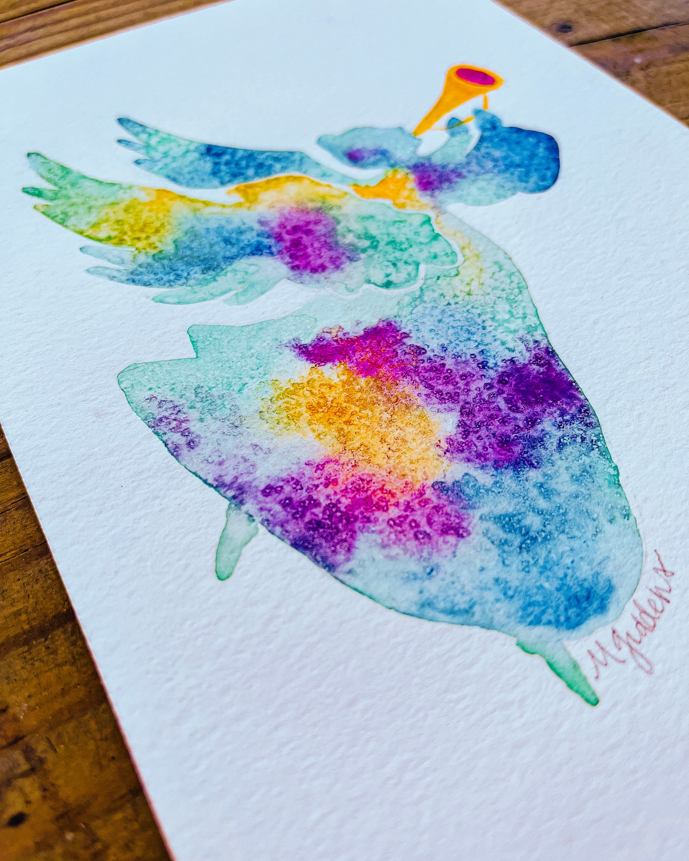 Angel Watercolor Painting. Original Watercolor Art. Angel Painting ...
