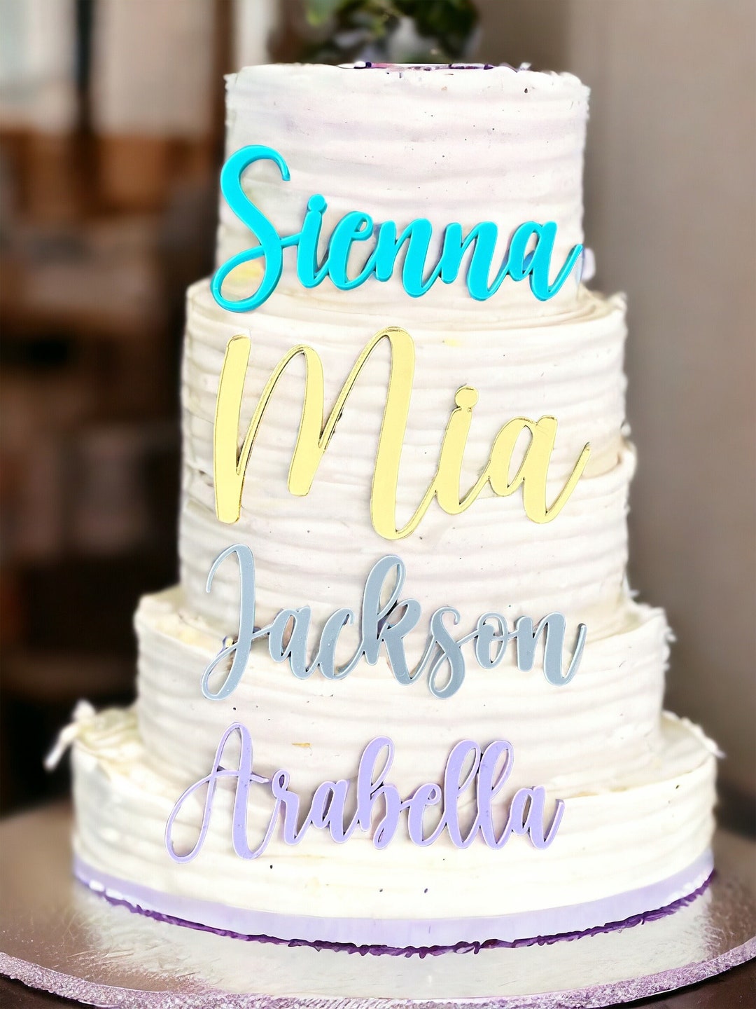 Personalized Acrylic Name Cake Topper Charms Mirror Acrylic Wedding ...