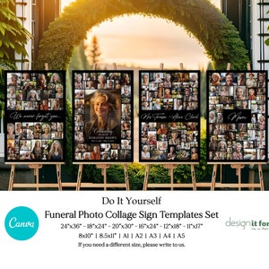 Funeral Photo Collage Sign Template Set, Funeral Picture Board, Funeral ...