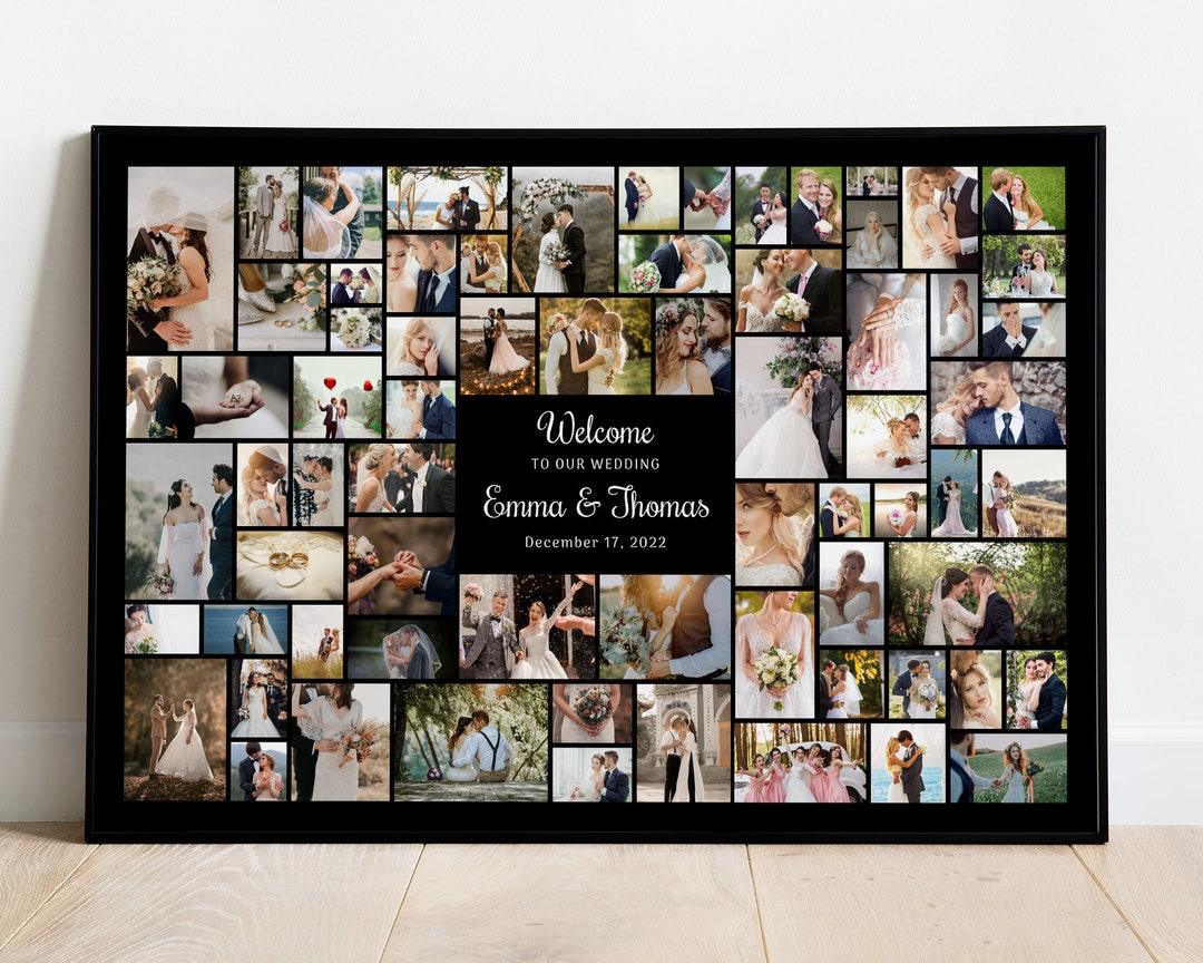 Poster Size Editable Wedding Photo Collage Template for 70 Photos ...