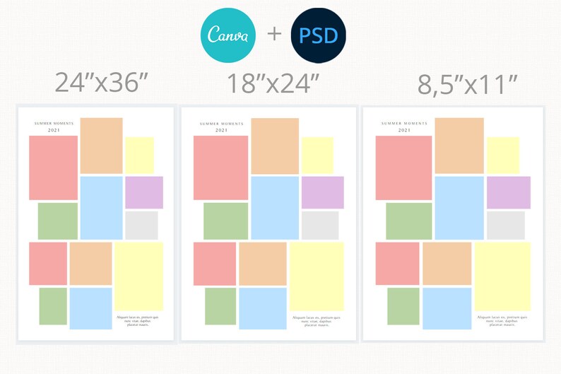 Modern Photo Collage Template PSD Canva Collage 24x36 - Etsy