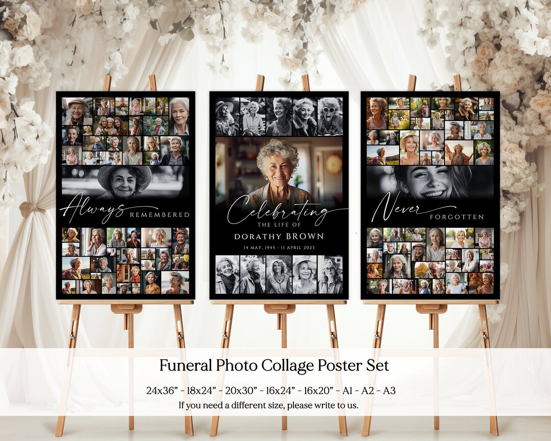 Funeral Poster, Celebration of Life Photo Collage Template, Funeral ...