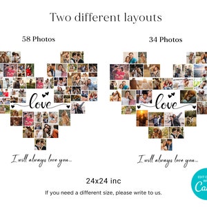 Love Heart Photo Collage Template, Birthday Heart Collage, Heart ...