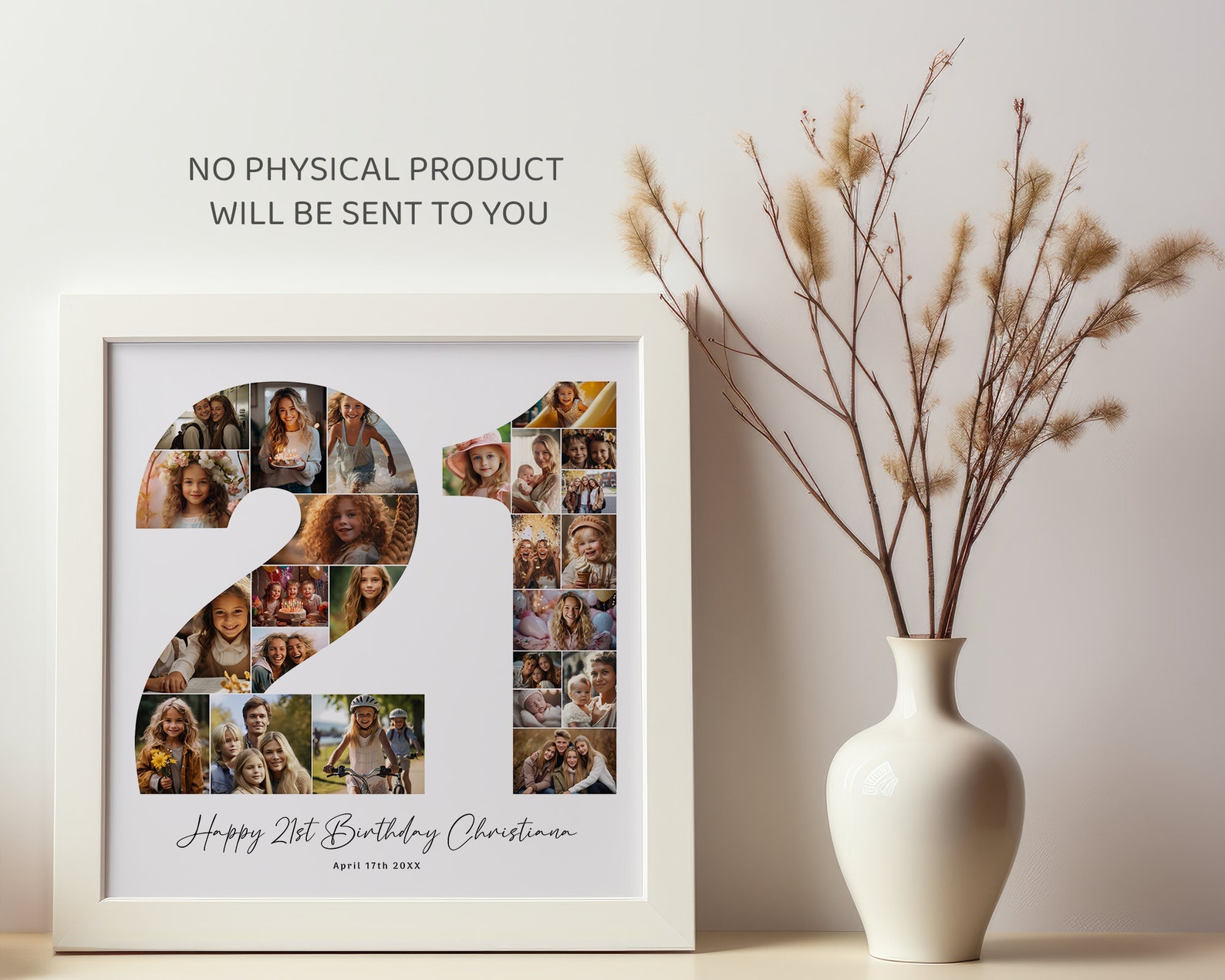 21st Birthday Photo Collage, 21st Birthday Gift, Birthday Number 21 ...