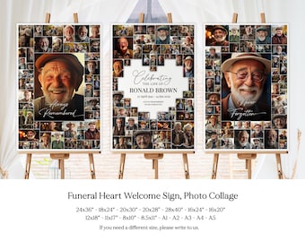 Funeral Photo Collage Sign, Customize Funeral Board Template, Memorial ...