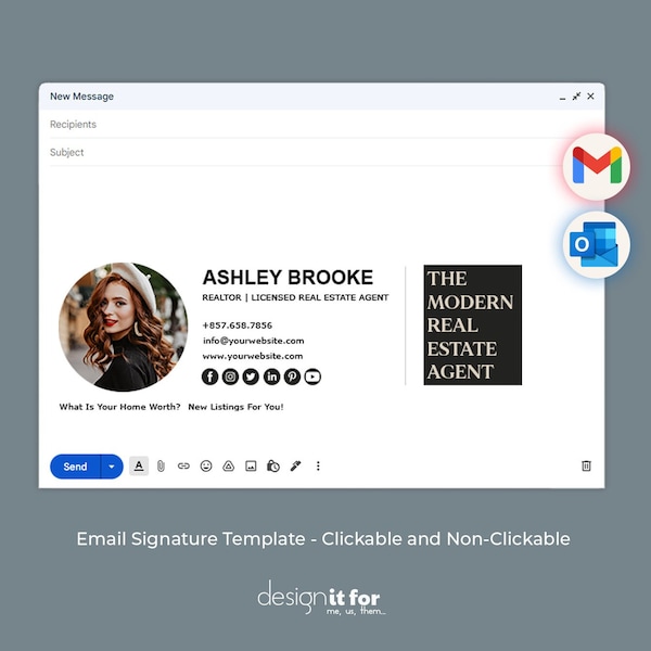 Email Signature Template With Logo Outlook - Etsy