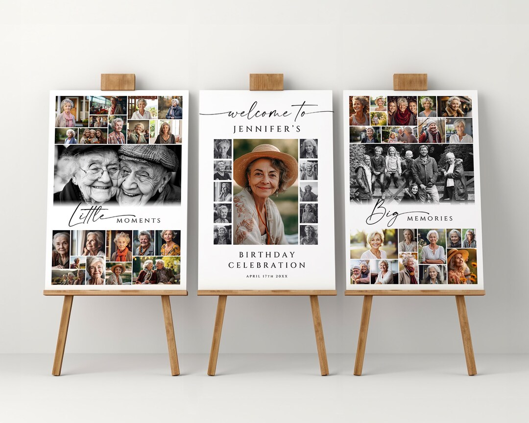 Birthday Photo Collage Poster Template, Birthday Welcome Sign Board for ...