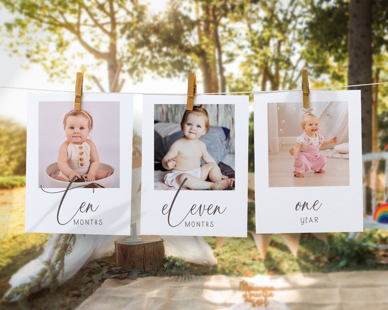 First Birthday Photo Banner, 1st Birthday Photo Banner, Modern ...