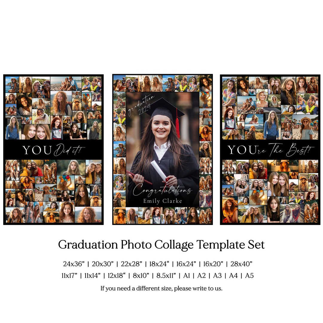 Graduation Photo Collage Poster Welcome Sign Template Set, High School ...