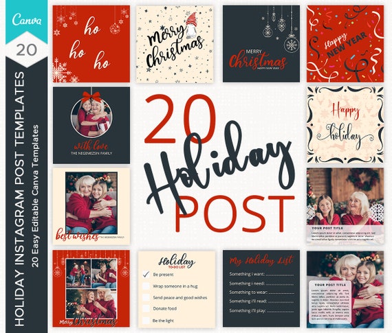 Holiday Instagram Post Templates Christmas instagram post | Etsy