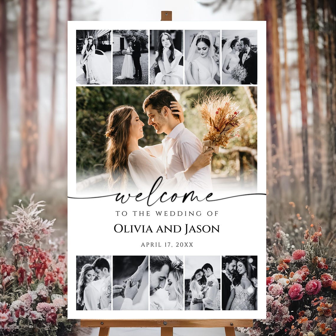 Photo Wedding Welcome Sign Template, Modern Collage (digital Download ...