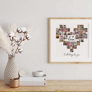 Love Heart Photo Collage Template, Birthday Heart Collage, Heart ...