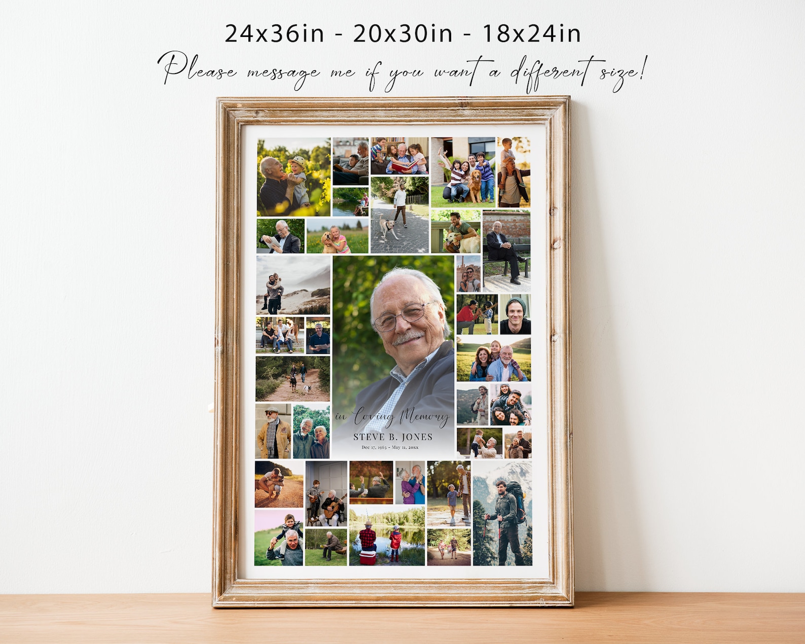 Poster Size Funeral Photo Collage Template , Editable Funeral Template ...