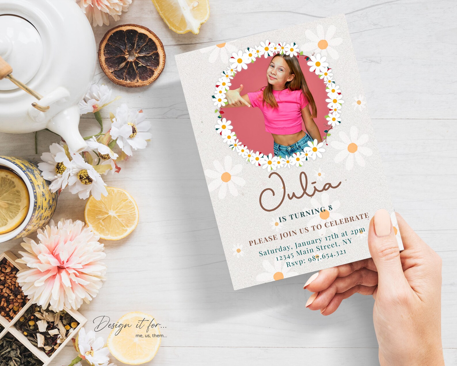 Daisy Birthday Invitation, Daisy Birthday Invite, Daisy Party ...