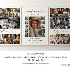 Birthday Photo Collage Poster Template, Birthday Welcome Sign Board for ...