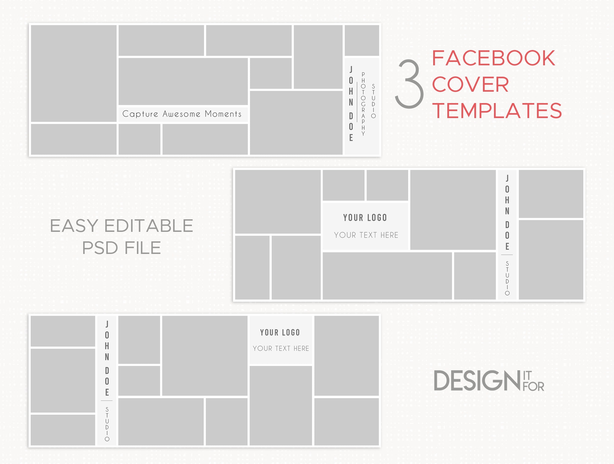 Facebook Cover Template Photography, Canva Collage Facebook Cover PSD ...