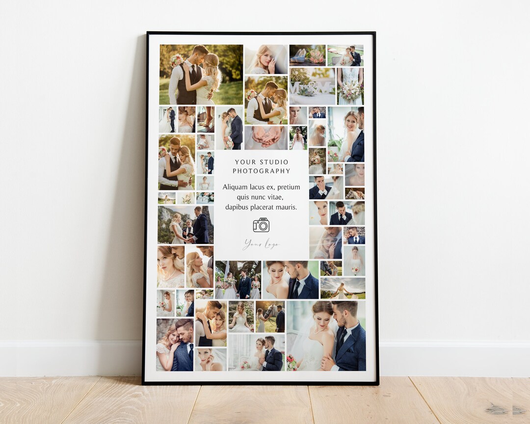 Poster Size Photo Collage Template, Editable Funeral Poster Photo ...