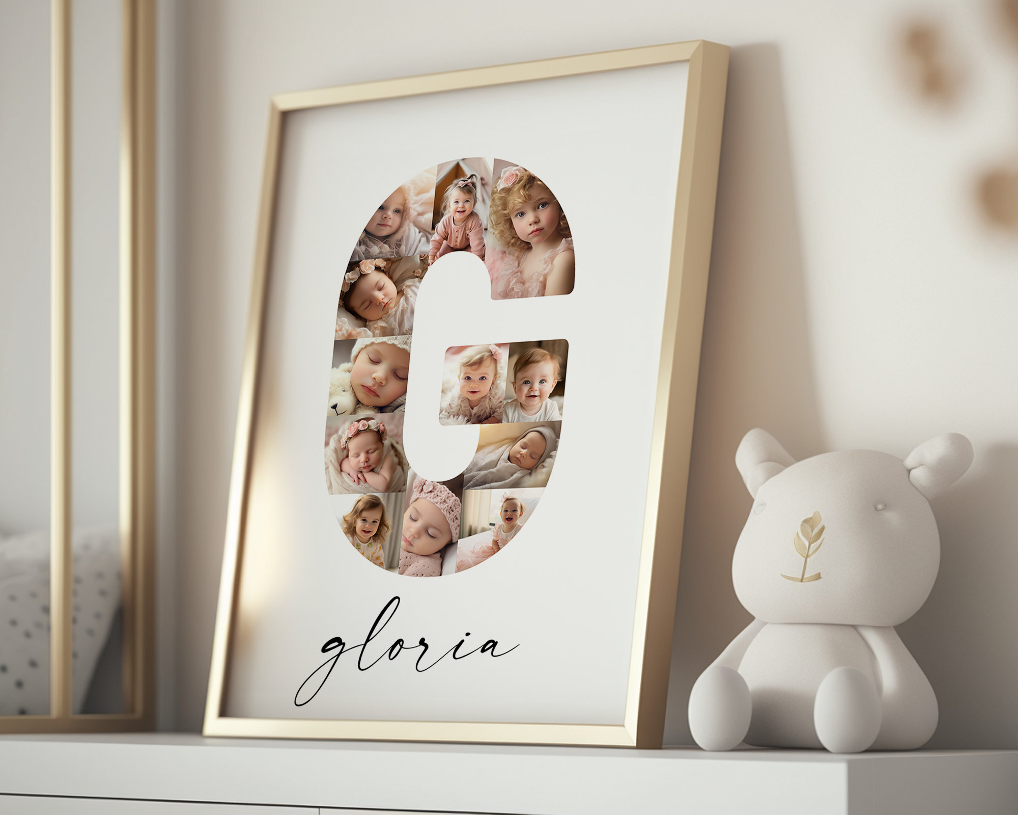 Letter G Photo Collage Template, Personalized Initial Name Print for ...