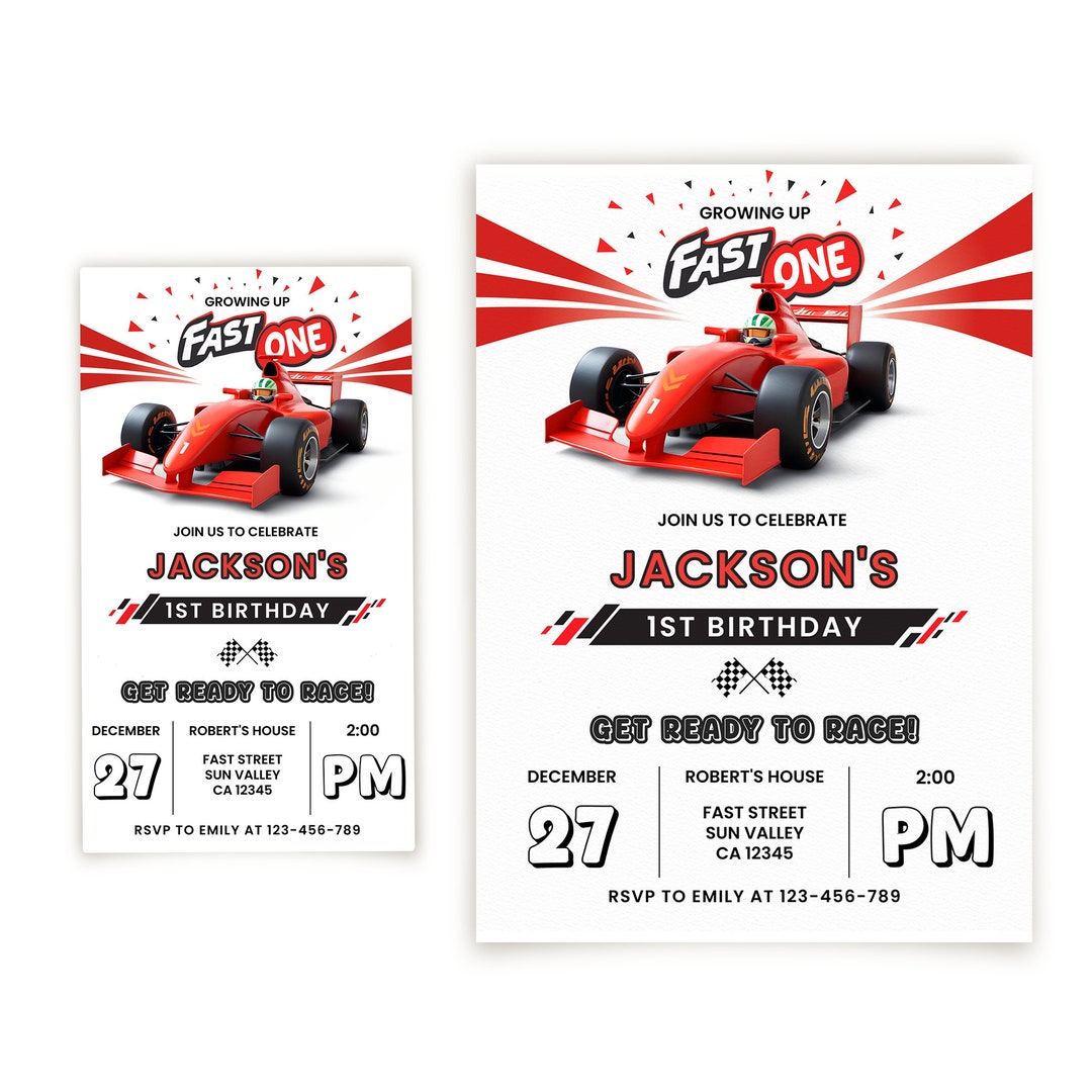 Fast One Birthday Invitation, Race Car 1st Birthday for Boy, Fast One ...