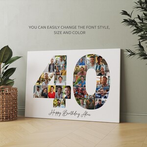 40th Birthday Photo Collage Template, Personalized 40th Birthday Gift ...
