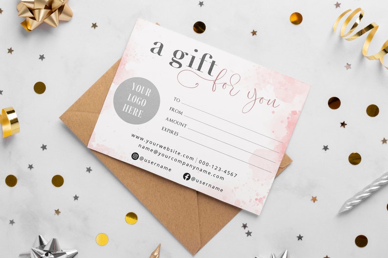 Pink Gift Certificate Template Editable Gift Certificate - Etsy