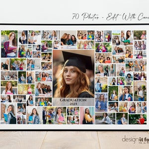 Graduation Photo Collage Template, Landscape 36x24 Poster Size Graduate ...