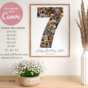 Birthday Number 7 Photo Collage, Birthday Gift, Seventh Birthday Photo ...