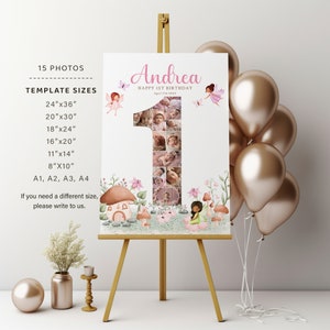 Fairy First Birthday Number Photo Collage, First Birthday Photo ...