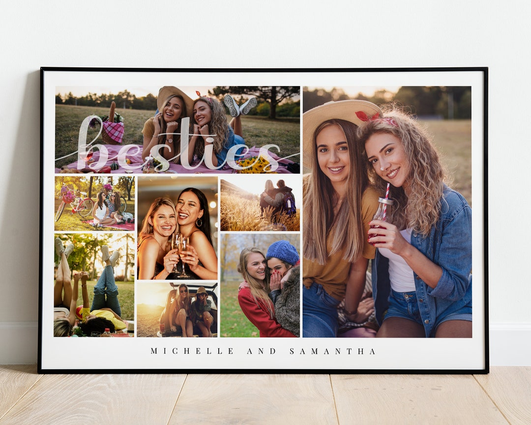 Bestie Editable Digital Collage Template, Besties Custom Photo Collage ...