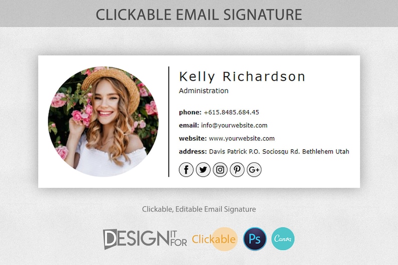 Email Signature Template Clickable Link Gmail Email - Etsy