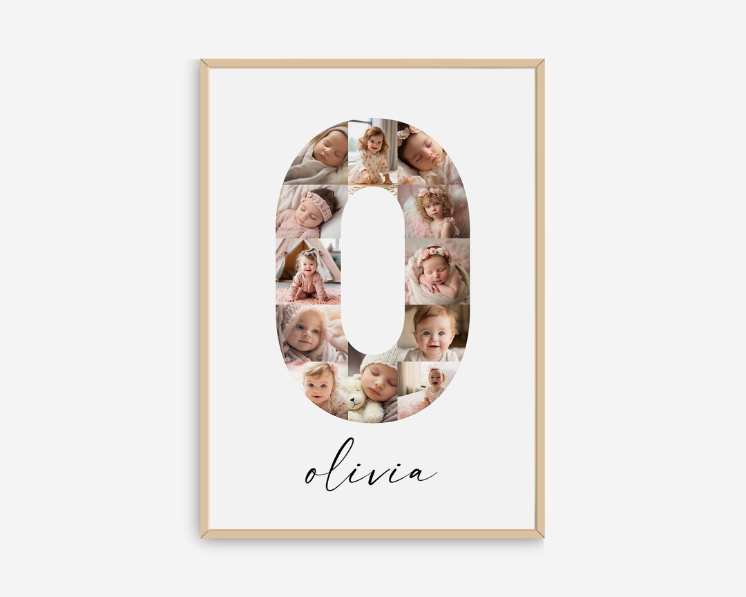 Letter O Photo Collage Template, Personalized Initial Name Print for ...