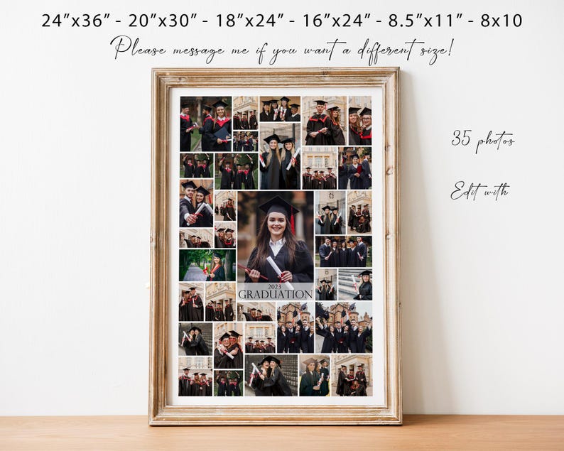 Graduation Photo Collage Template, Poster, Letter Size Class Photo ...