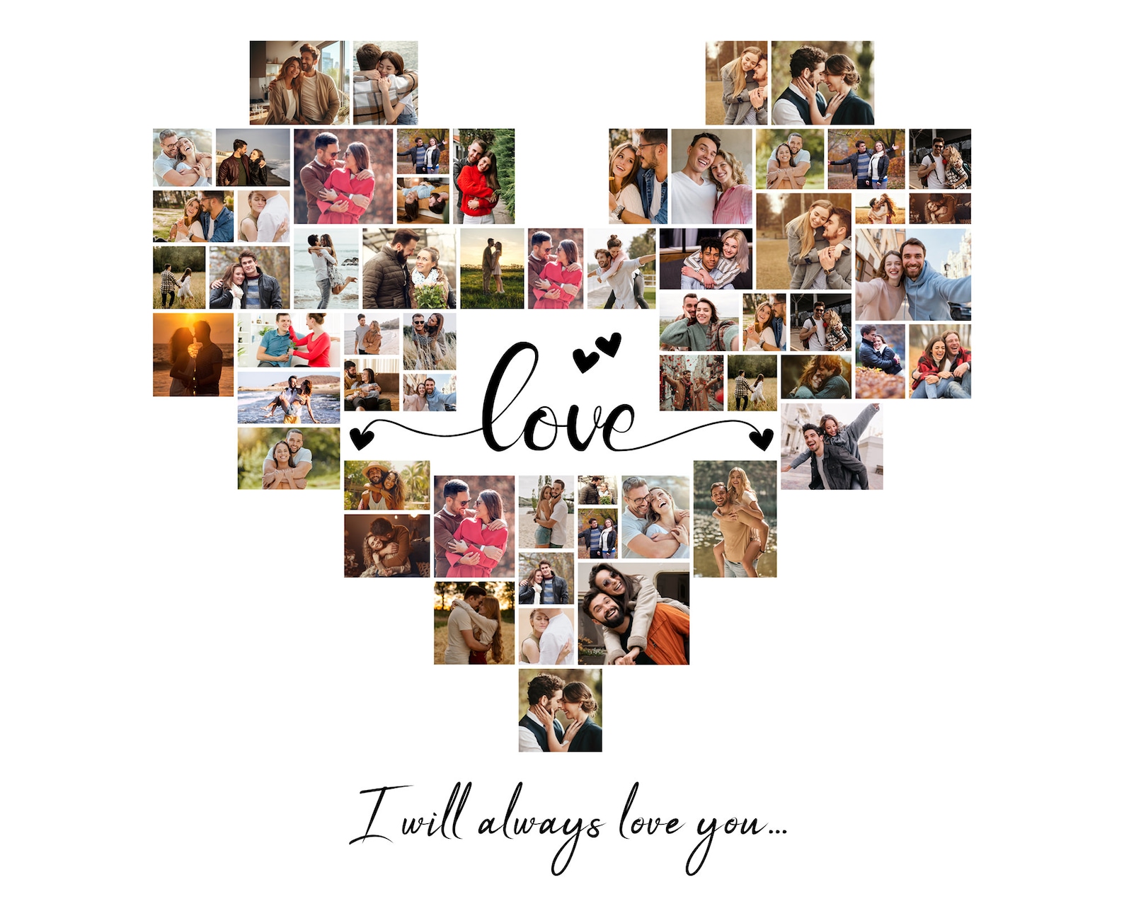 Love Heart Photo Collage Template, Birthday Heart Collage, Heart ...