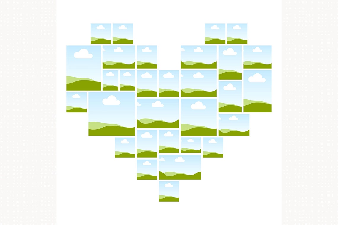 Heart Photo Collage Template Heart Collage Canva Heart - Etsy