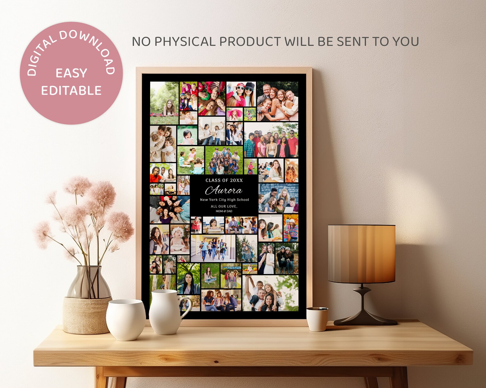 Editable Printable Graduation Photo Collage Template for 46 Photos ...