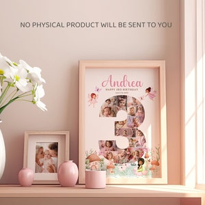 Fairy Milestone 3rd Birthday Sign, Third Birthday Number Photo Collage ...